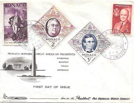 Monaco FDC 1956 - Honors Great American Presidents. | Europe - Monaco ...