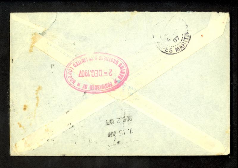 GREAT BRITAIN FORWARDING AGENT 1907 USA Cover BARING BROTHERS / HipStamp