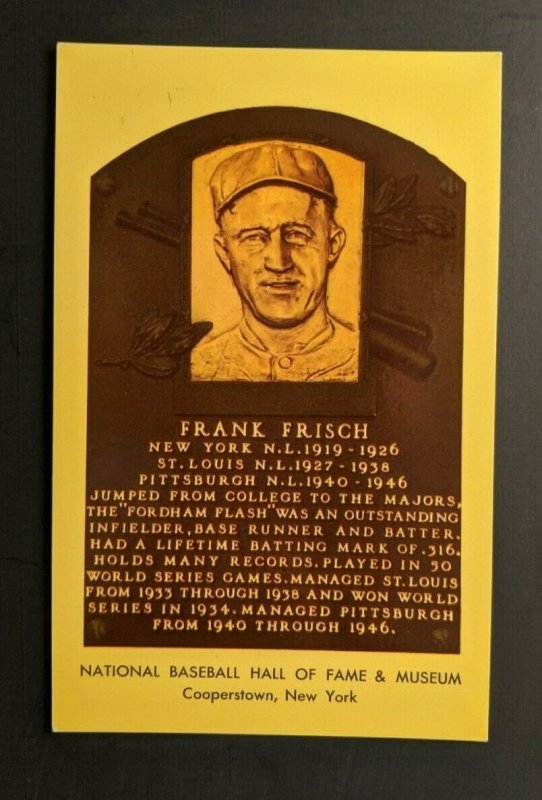 1969 Baseball Hall of Fame Plaque Frank Frisch FDC Postcard Cover ...