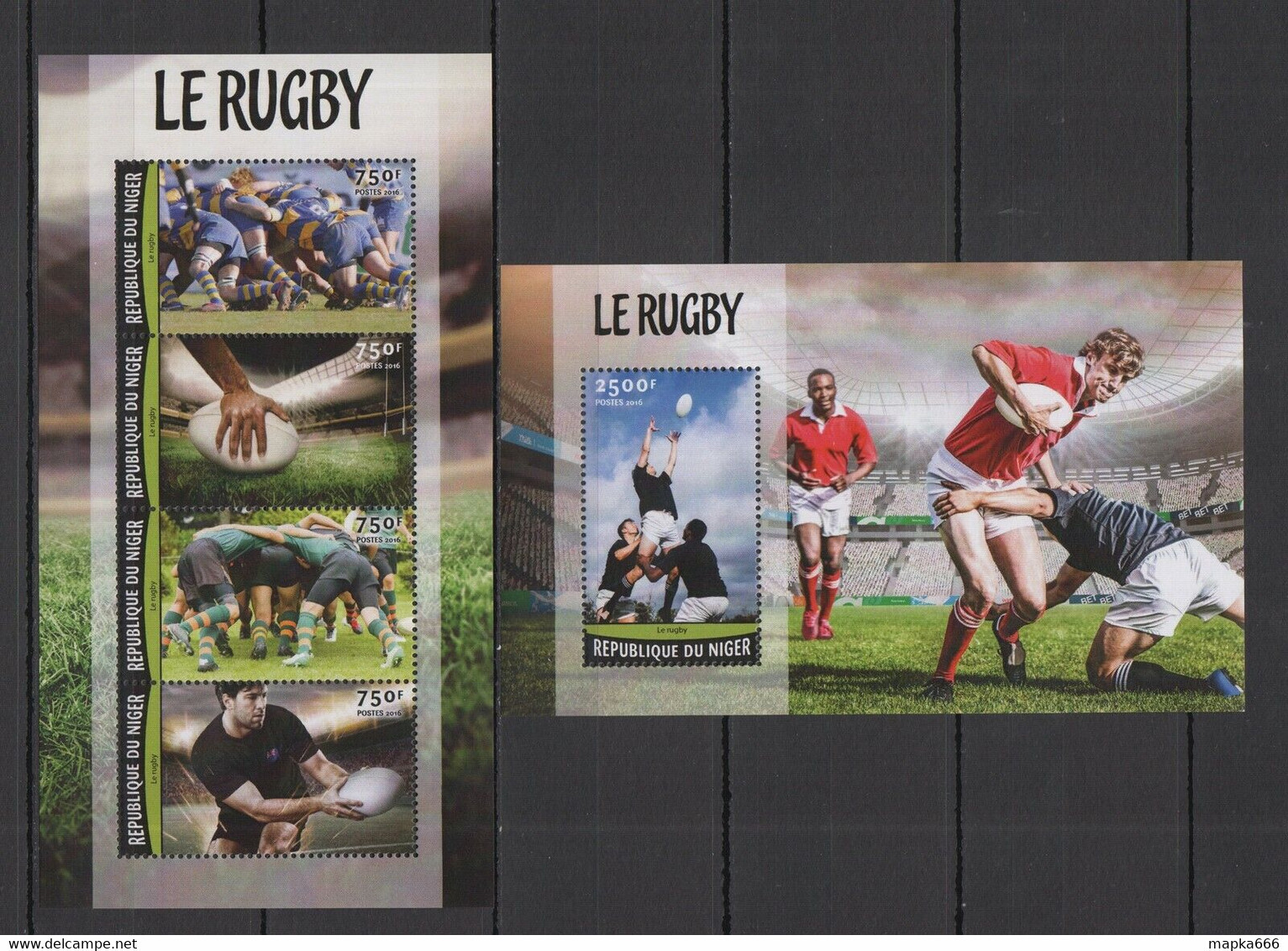 2016 Niger Sport Le Rugby Stars Kb+Bl ** St1943 | Africa - Niger, Stamp ...