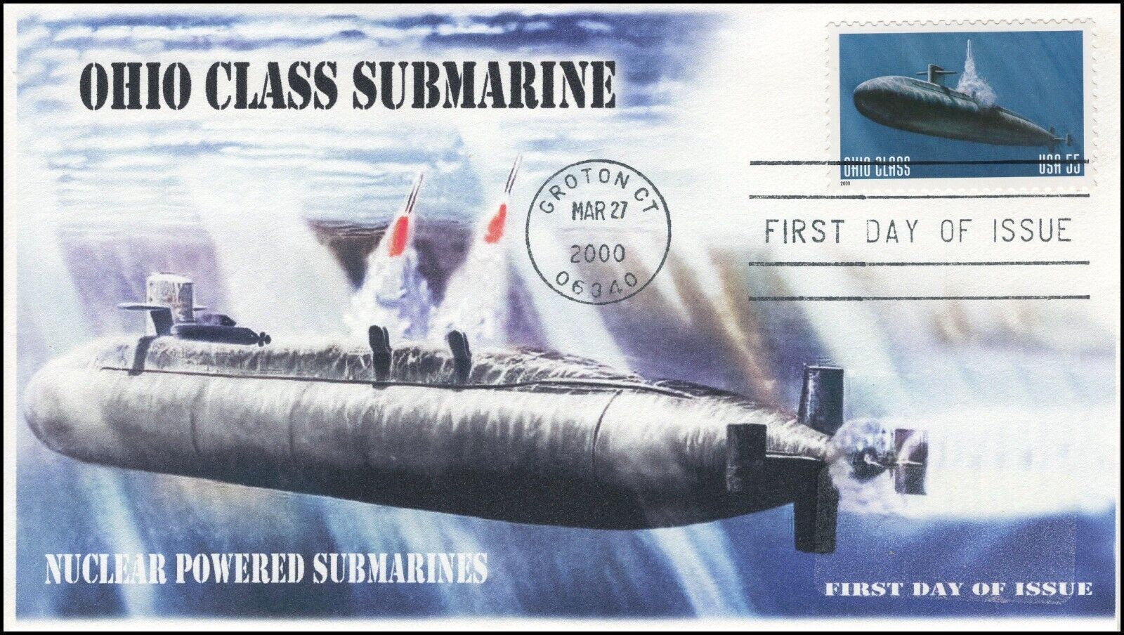 AO 3375, 2000, Ohio Class Submarine , First Day Cover, Add-on Cachet ...