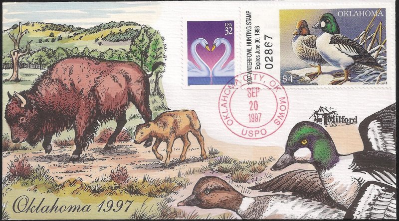 Fred Collins Hand Painted Milford Series FDC for Oklahoma 1997 ...