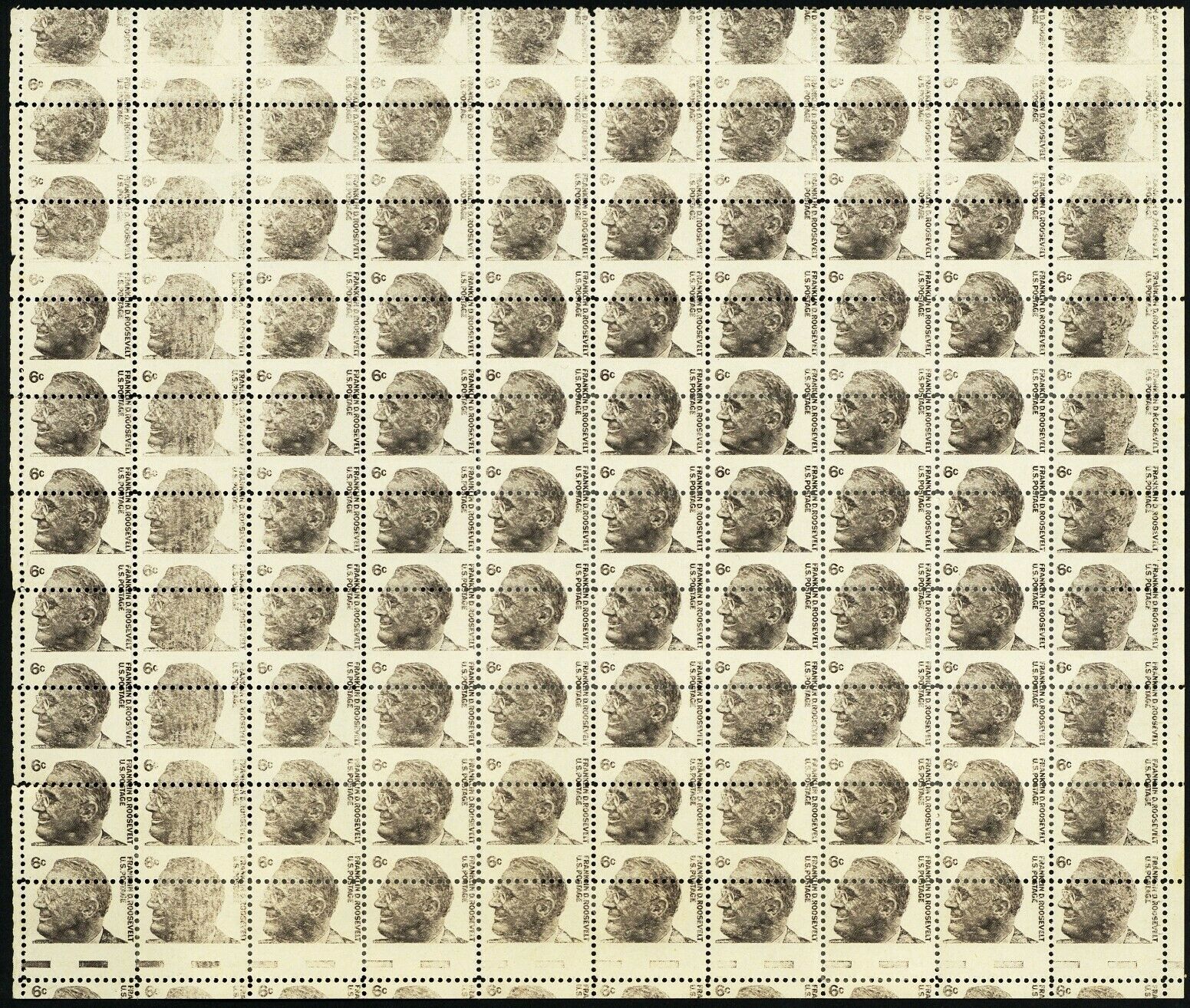 1284, Misperfed & Dry Print Error Complete Sheet of 100 Stamps - Stuart ...