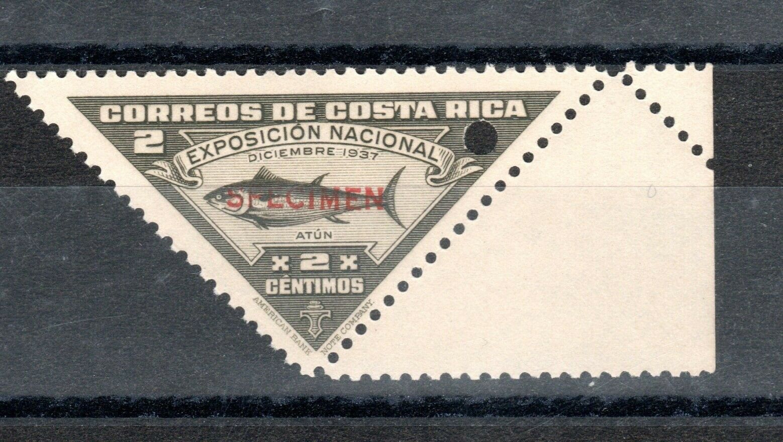 Costa Rica Tuna Fish Marine Life Triangle Specimen Stamp 1937 | Central ...