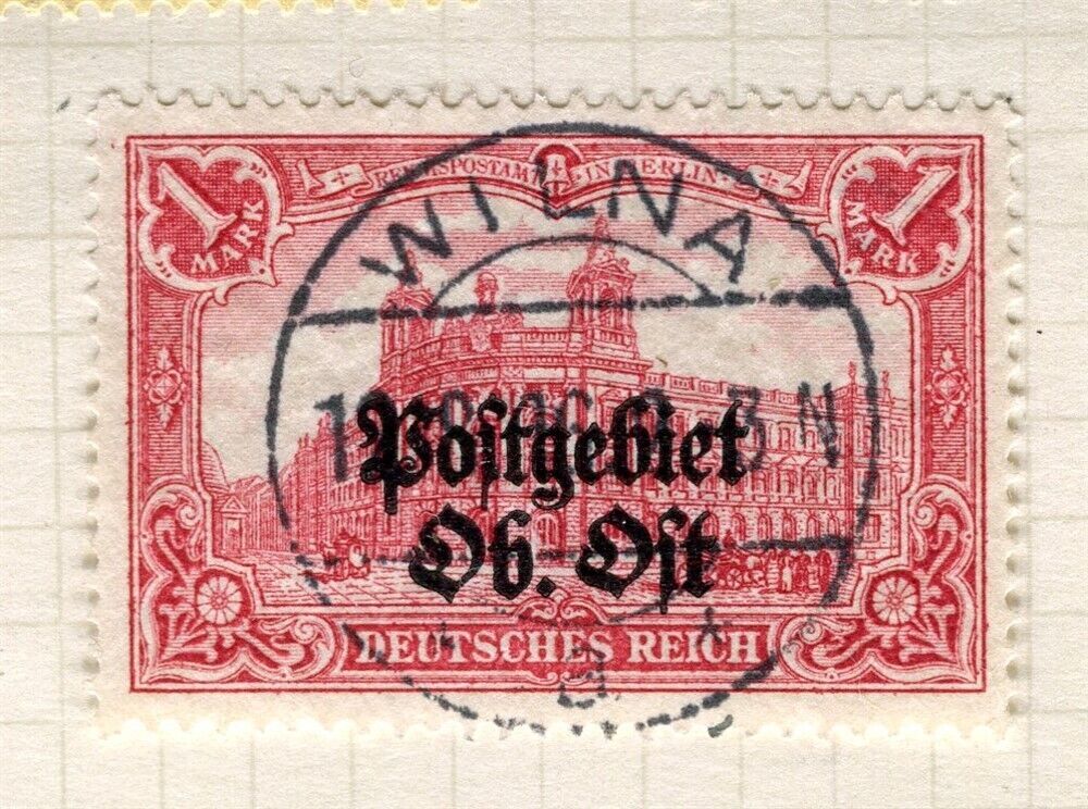 GERMANY; 1916 Eastern Front early surcharged issue fine used 1M. WILNA Postmark | Europe ...