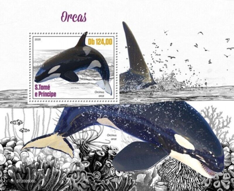 St Thomas - 2020 Orca Whales Marine Life - Stamp Souvenir Sheet ...