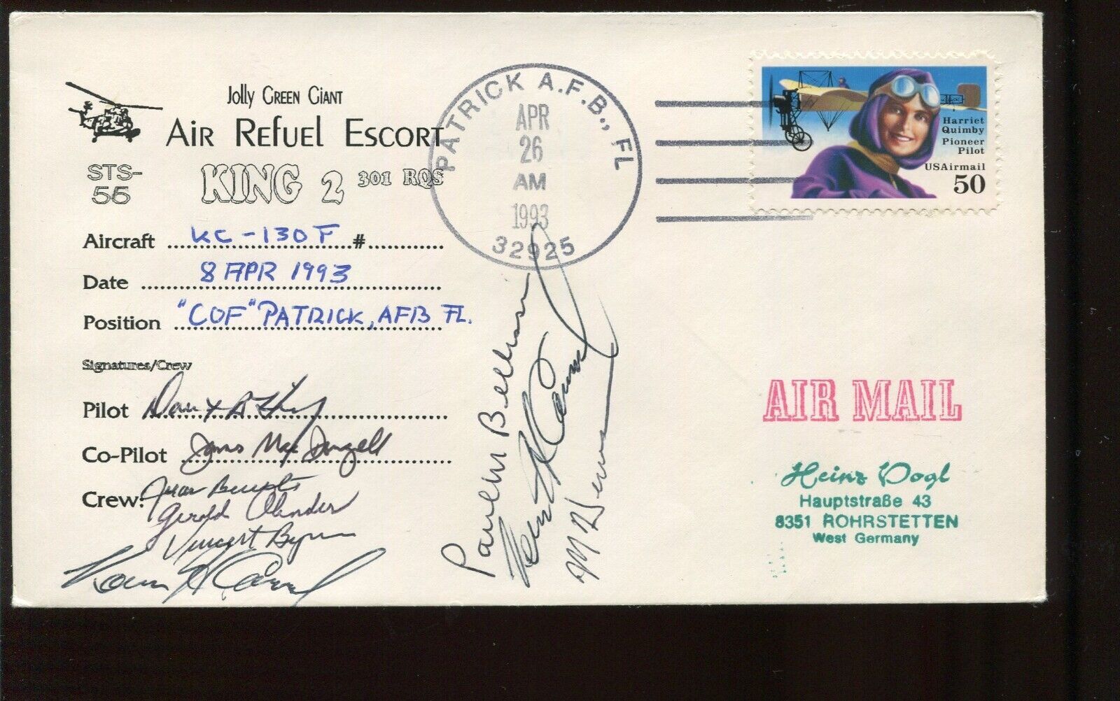 Sts-55 Space Shuttle Helicopter Support Crew Signed & Flown Cover Gt295 ...