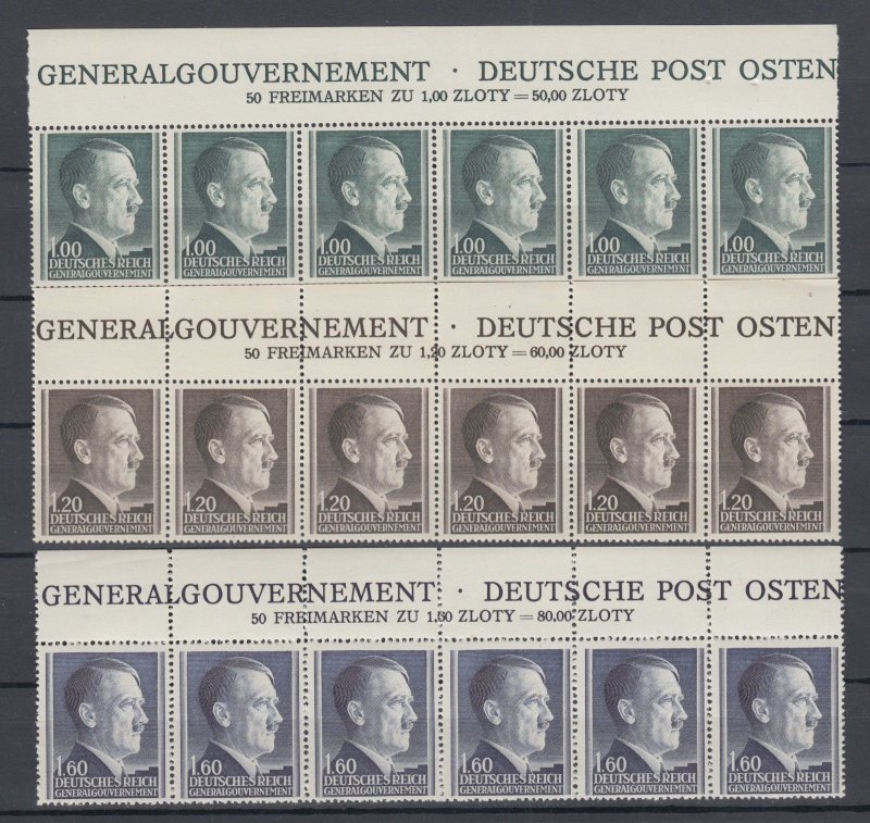 WWII Third Reich Occup. Generalgouvernement Full Set Strips x5 Mi 86 ...