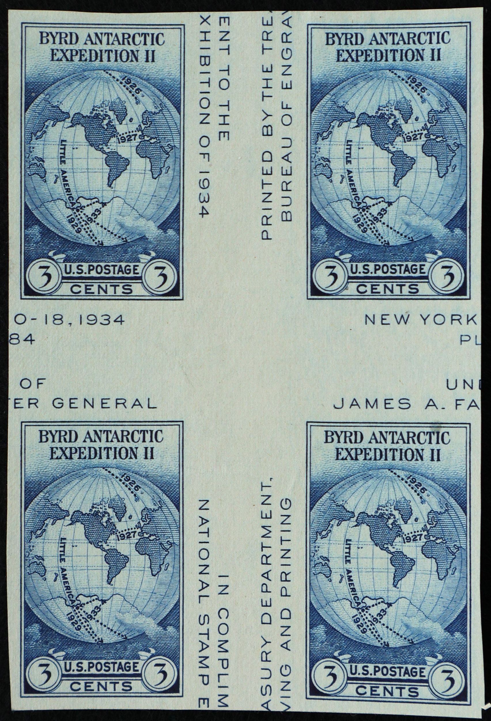 U.S. Unused Stamp Scott #768a 3c Byrd Expedition Crossed Gutter Block ...