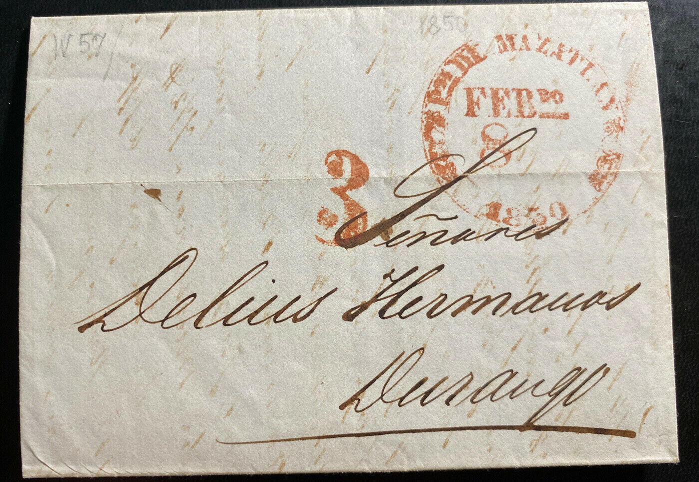 1850 Mazatlan Sinaloa Mexico Letter Sheet Cover to Delius Brothers In ...