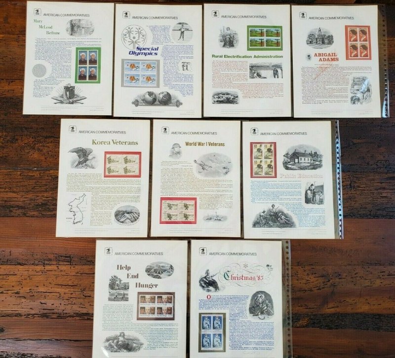 US 1985 Complete Year Set #237-254 USPS Commemorative Stamp Panels SCV ...