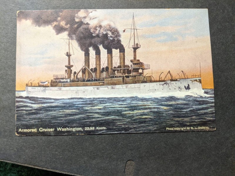 Cruiser USS WASHINGTON ACR-11 Naval Postcard 1912 to Bay Ridge, NY ...