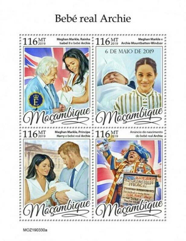 Mozambique - 2019 Royal Baby Archie - 4 Stamp Sheet - MOZ190329a ...