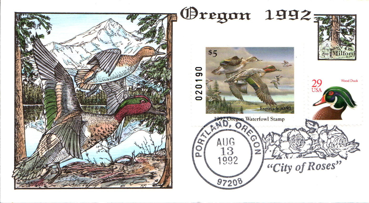 #OR9 Oregon 1992 Duck Milford FDC | United States, Stamp / HipStamp
