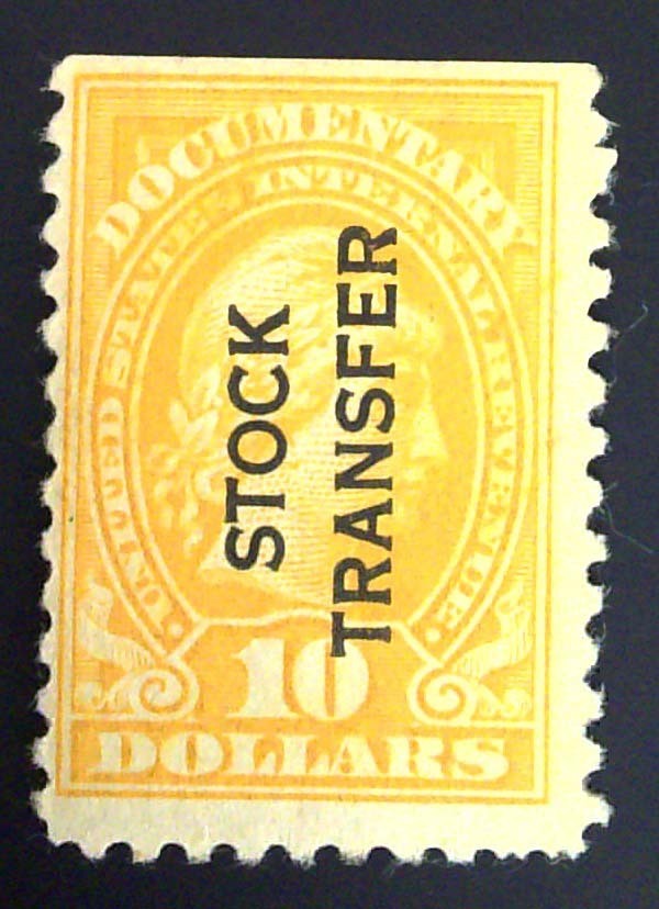 Scott #RD32 - $10 Orange - Stock Transfer Stamps - Disturbed Gum ...