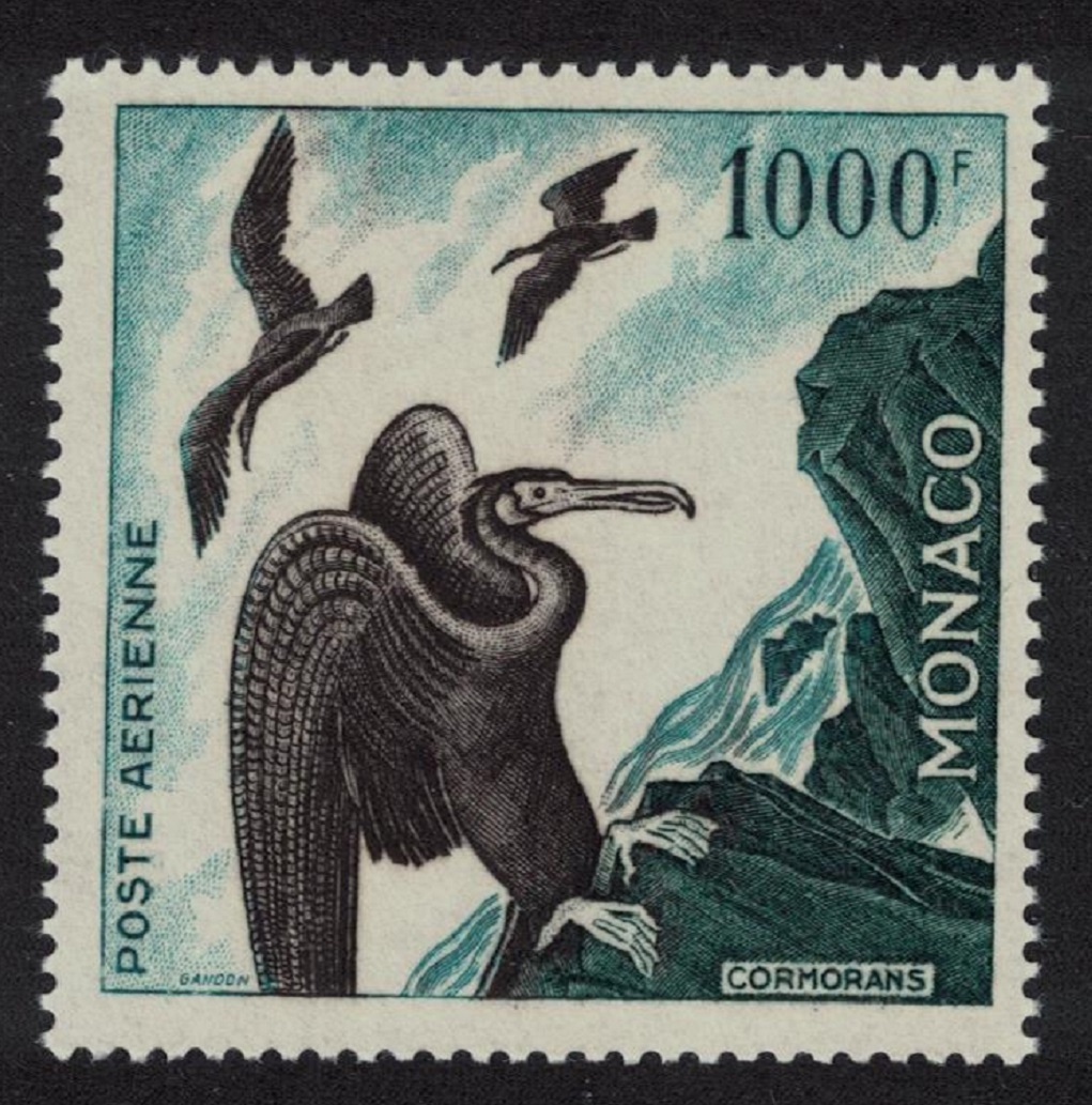 Monaco Great Cormorants Birds 1000f perf 13 1957 MNH SC#C44 SG#511a MI ...