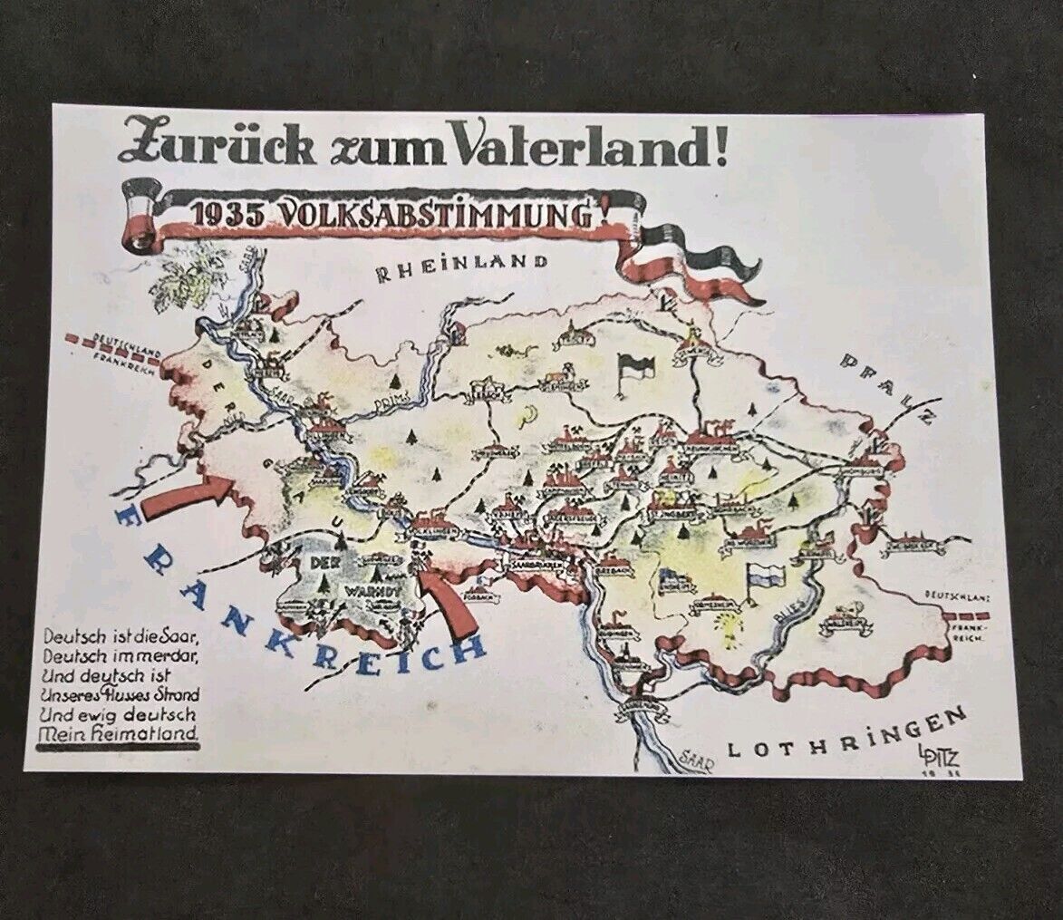 WW2 WWII Nazi German Third Reich Map Zuruck Zum Vaterland! Postcard ...