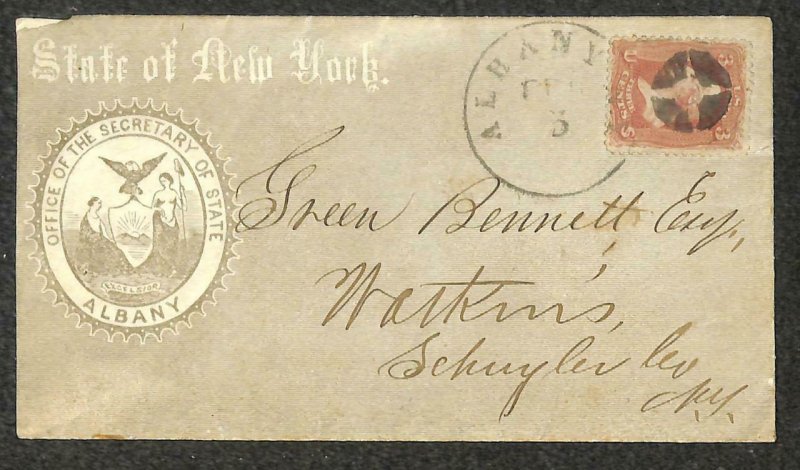 USA Scott #65 Stamp Secretary of State Albany New York Cover (1860S ...