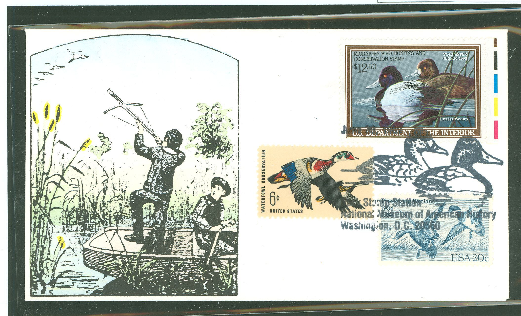 US RW56 1989 $12.50 Federal Duck Stamp (Lesser Scaup) on a first day ...