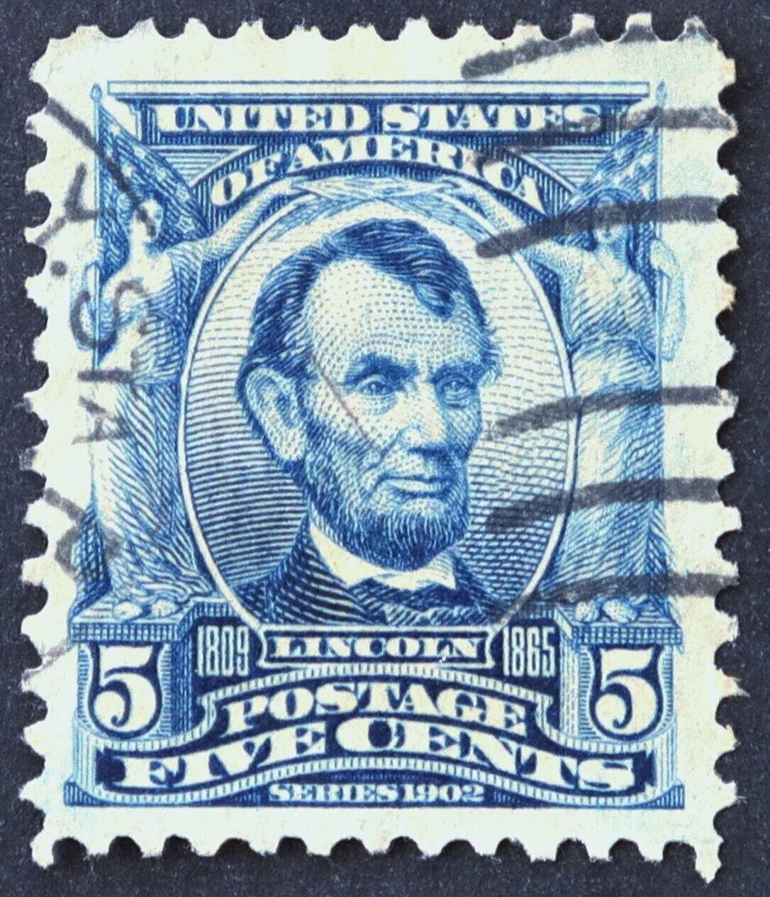 U.S. Used Stamp Scott #304 5c Lincoln, Superb Jumbo. Face-Free Cancel ...