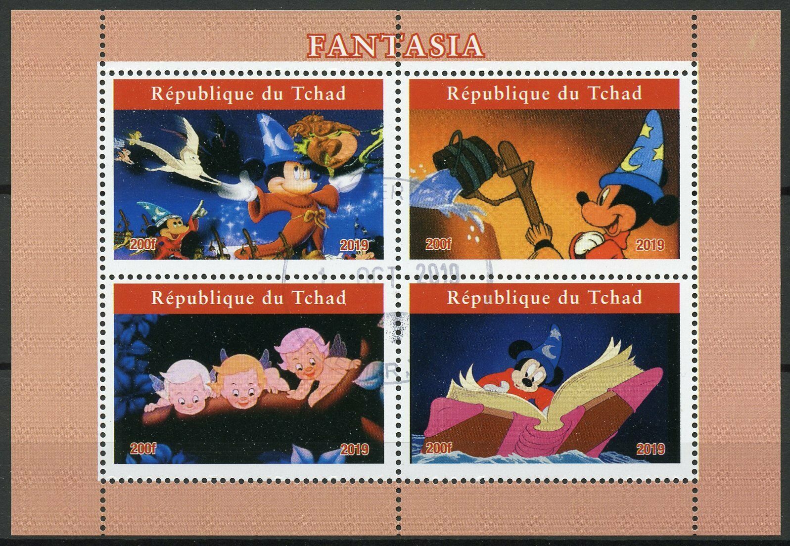 Disney Stamps Chad 2019 CTO Fantasia Mickey Mouse Cartoons Animation 4v ...