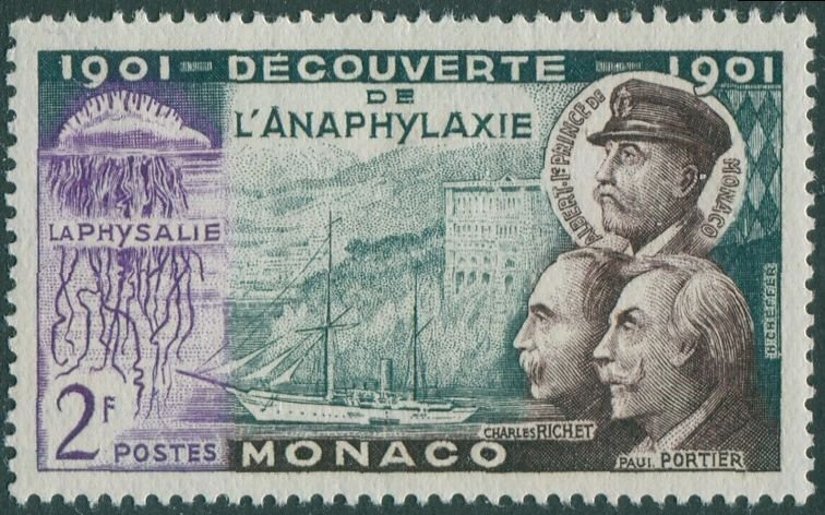 Monaco 1953 SG475 2f Discovery of Anaphylaxis MH | Europe - Monaco ...