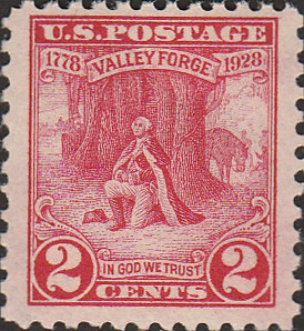 # 645 Mint Hinged Carmine Rose George Washington At Prayer Valley Forge ...