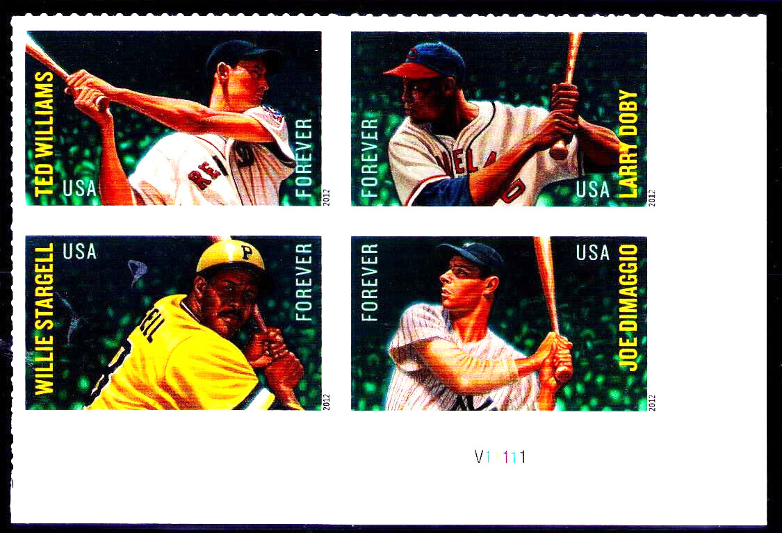 US Stamp Mint, Scott 4697 MNH, Plate Block 4694-4697 Baseball All Stars ...