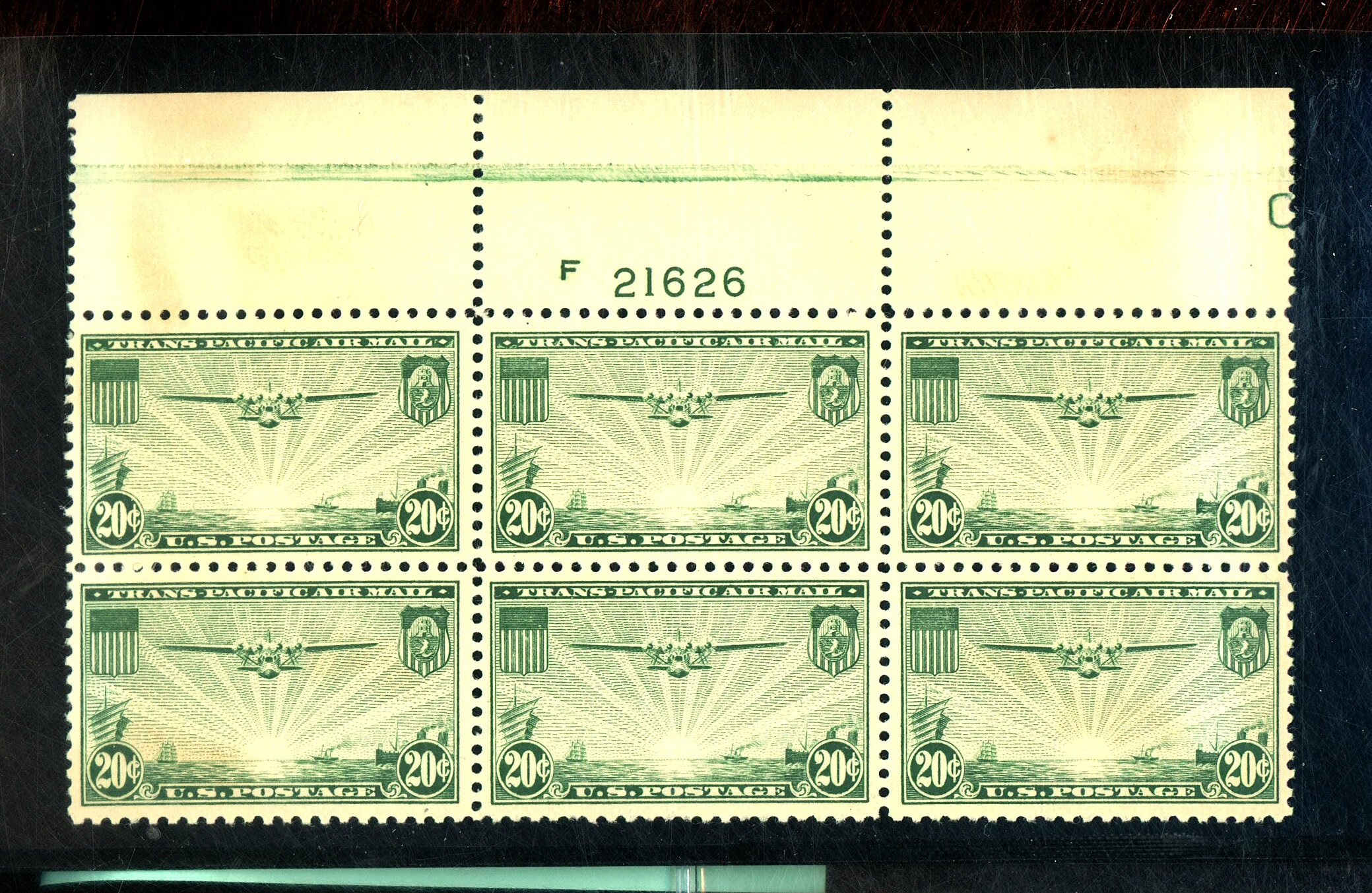 C21 Mint Plate Block FVF OG LH Some Staining Cat $85 | United States ...