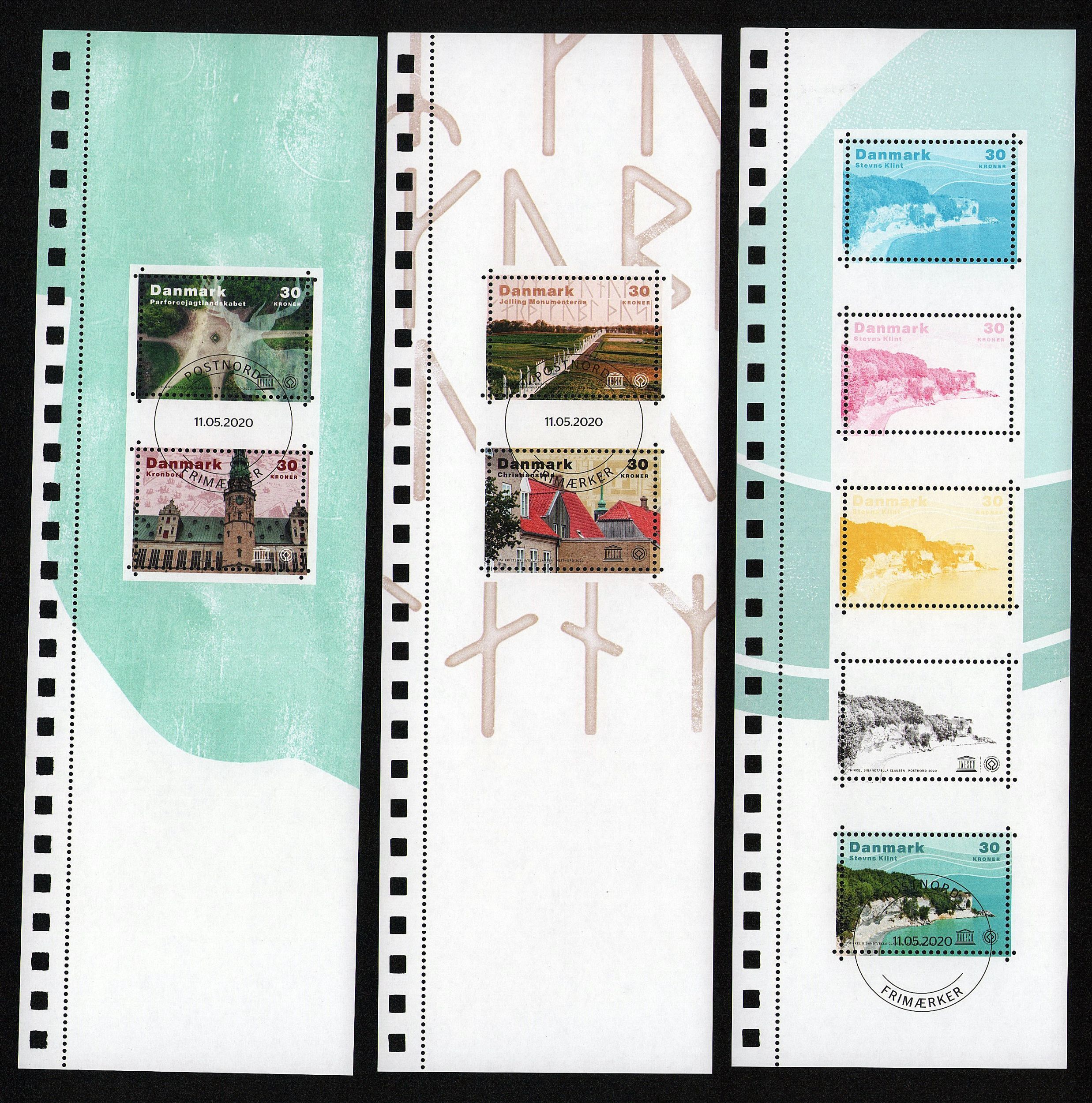 Denmark used complete set of prestige booklet panes UNESCO Heritage ...