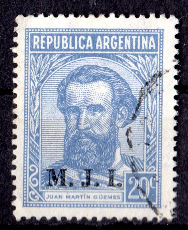 Argentina 1936 Sc#OD234A MARTIN GUEMES ovpt.M.J.I. USED | Central ...