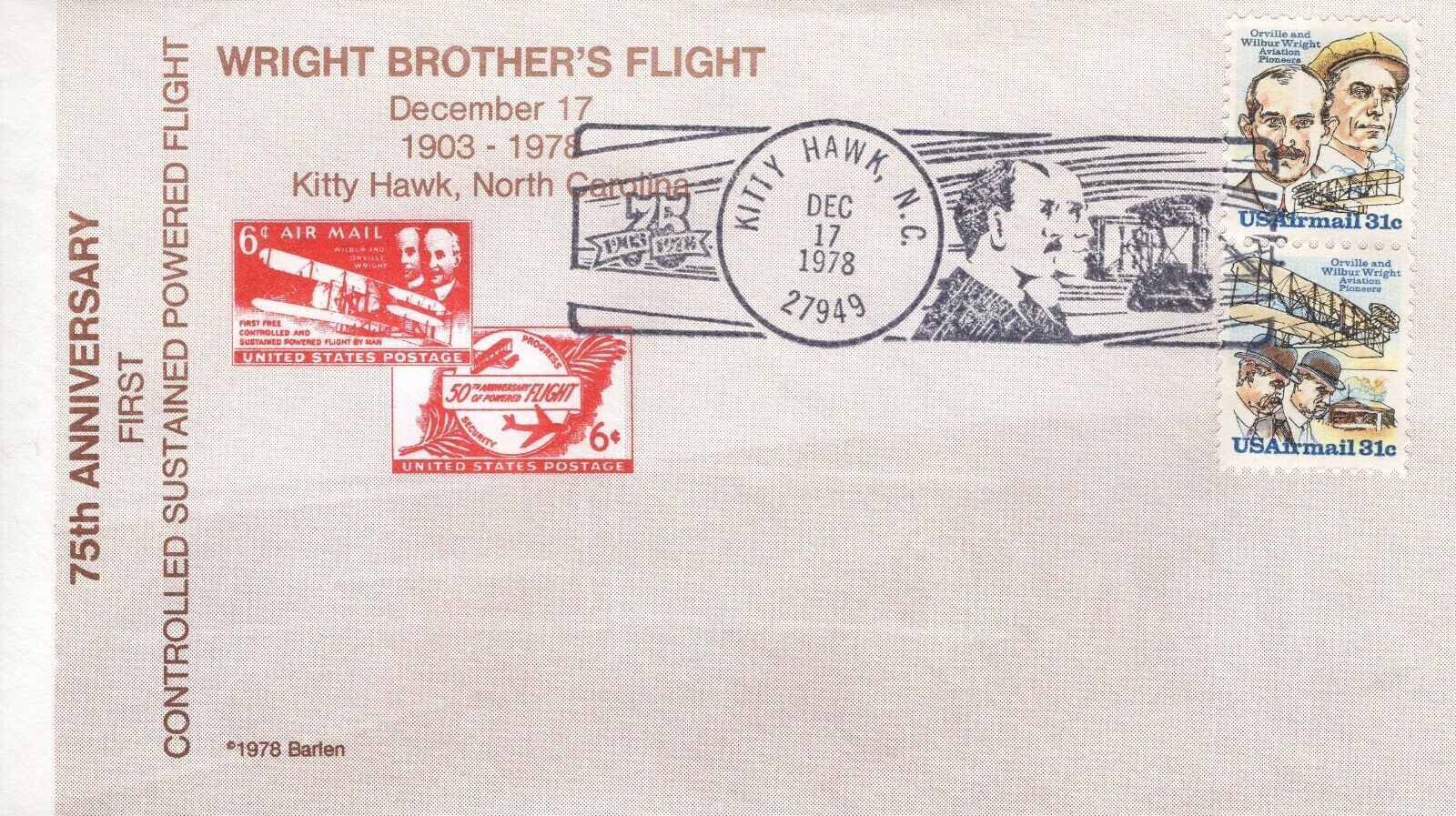 Wright Brother's Flight, Kitty Hawk, NC 1978 Fdc15832 | United States ...