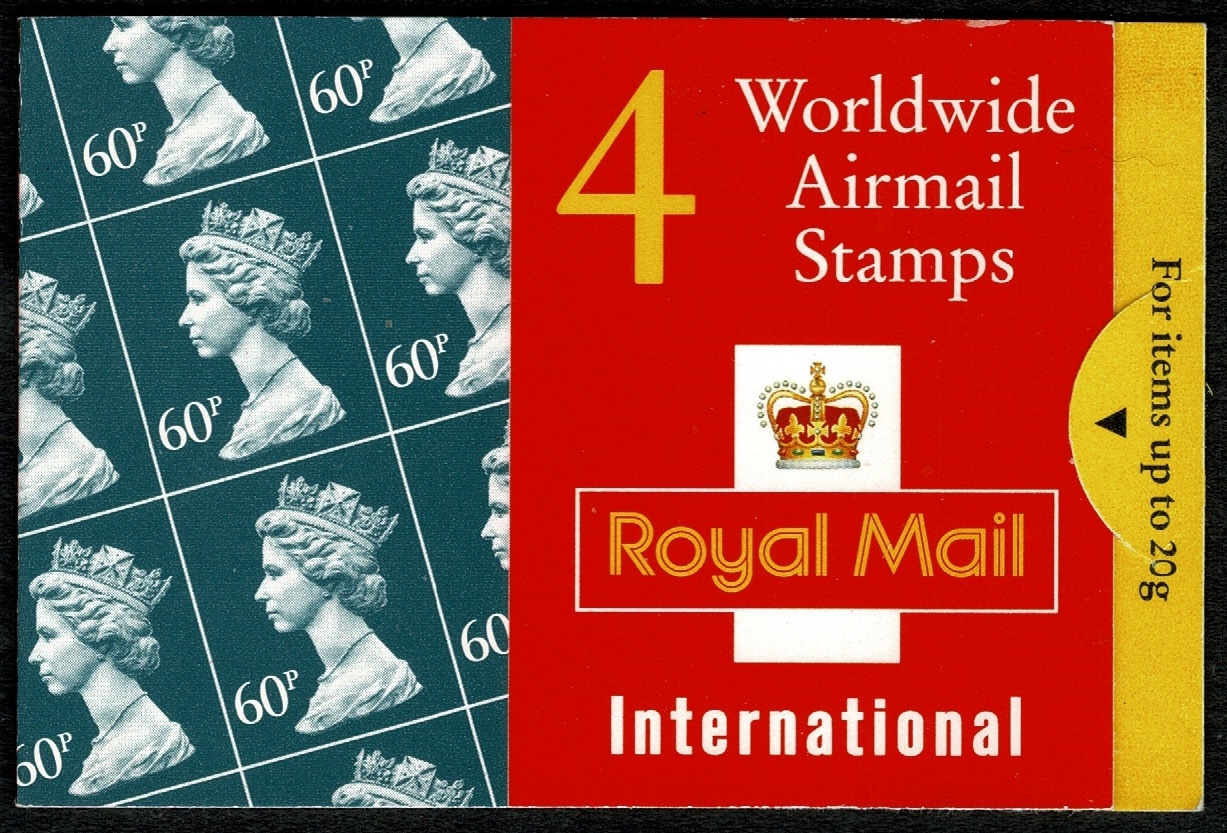 G.B. QE II 1995 Booklet 60p X4 + 4x Airmail Labels Mint (Nh) Pl.W1 SG ...