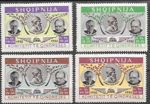 Albania MNH Set of 4 stamps - Roosevelt & Churchill. Shqiperia. Scenery ...