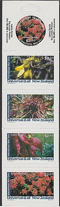 NEW ZEALAND Universal Mail $10 International Mail Booklet - Flowers ...
