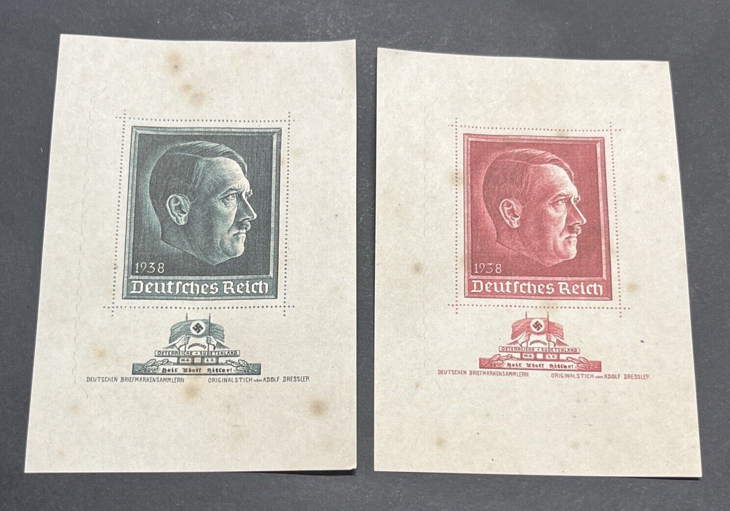 WW2 WWII German Germany Deutsche Adolf Hitler Souvenir Stamp Sheets ...
