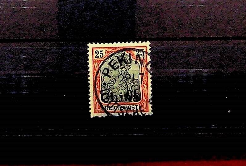 German Offices in China Sc 28 Used Issue of 1901 -Overprint on 25pf ...