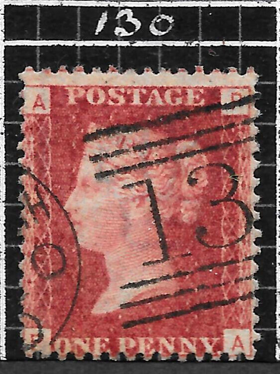 GB QV 1868 SG43 / 44, 1d Penny Red, Good Used, Plate 130 (PA) | Great ...