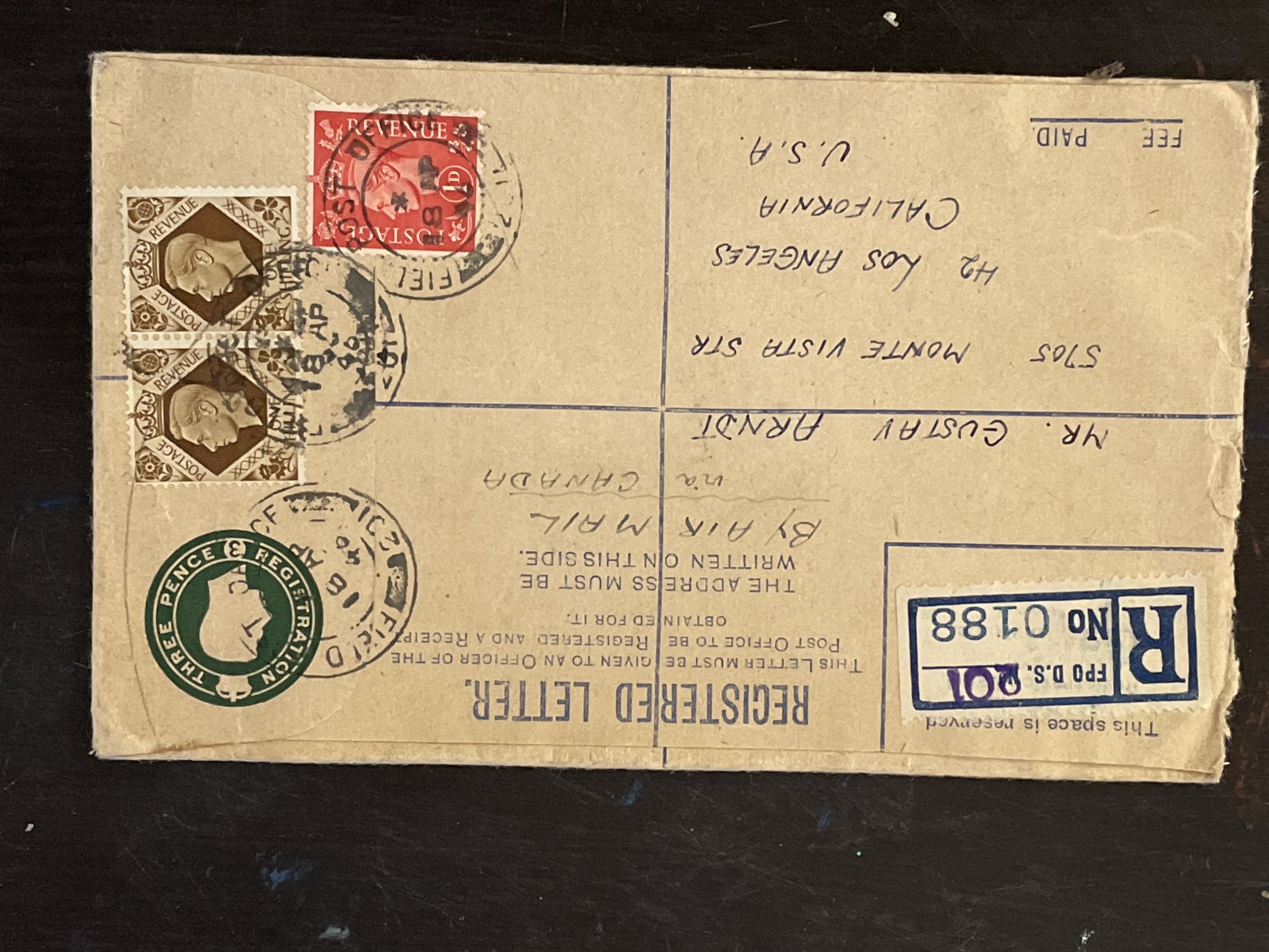 1946 Registration Letter from POW ago USA. Postal stationary | Great ...