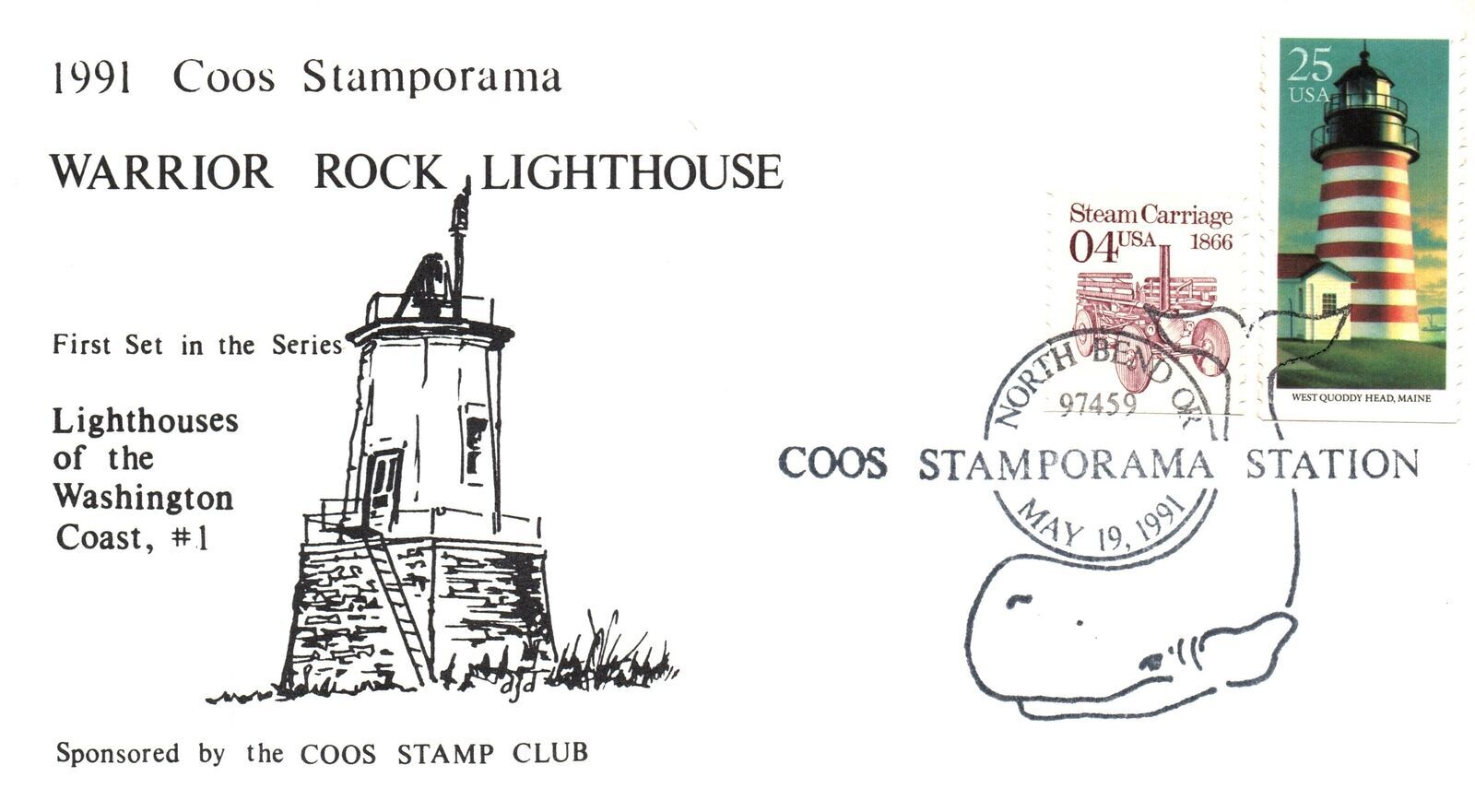 Special Pictorial Postmark and Cachet Coos Stamporama Warrior Rock ...