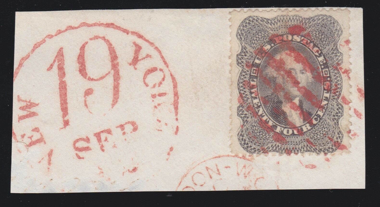 US 37 24c Washington Used on Piece VF w/ Red Cancel & PF Cert SCV $375 ...