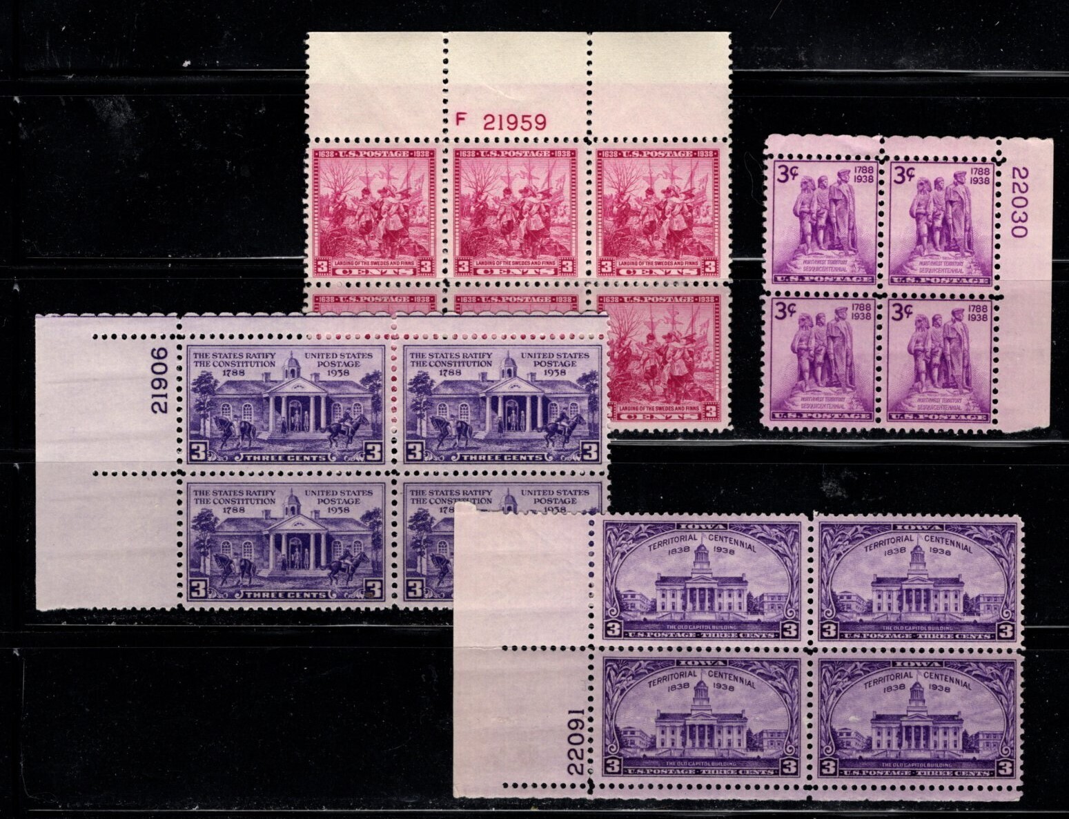 #835 - #838 1938 Plate Block year set/4 - MNH | United States, General ...