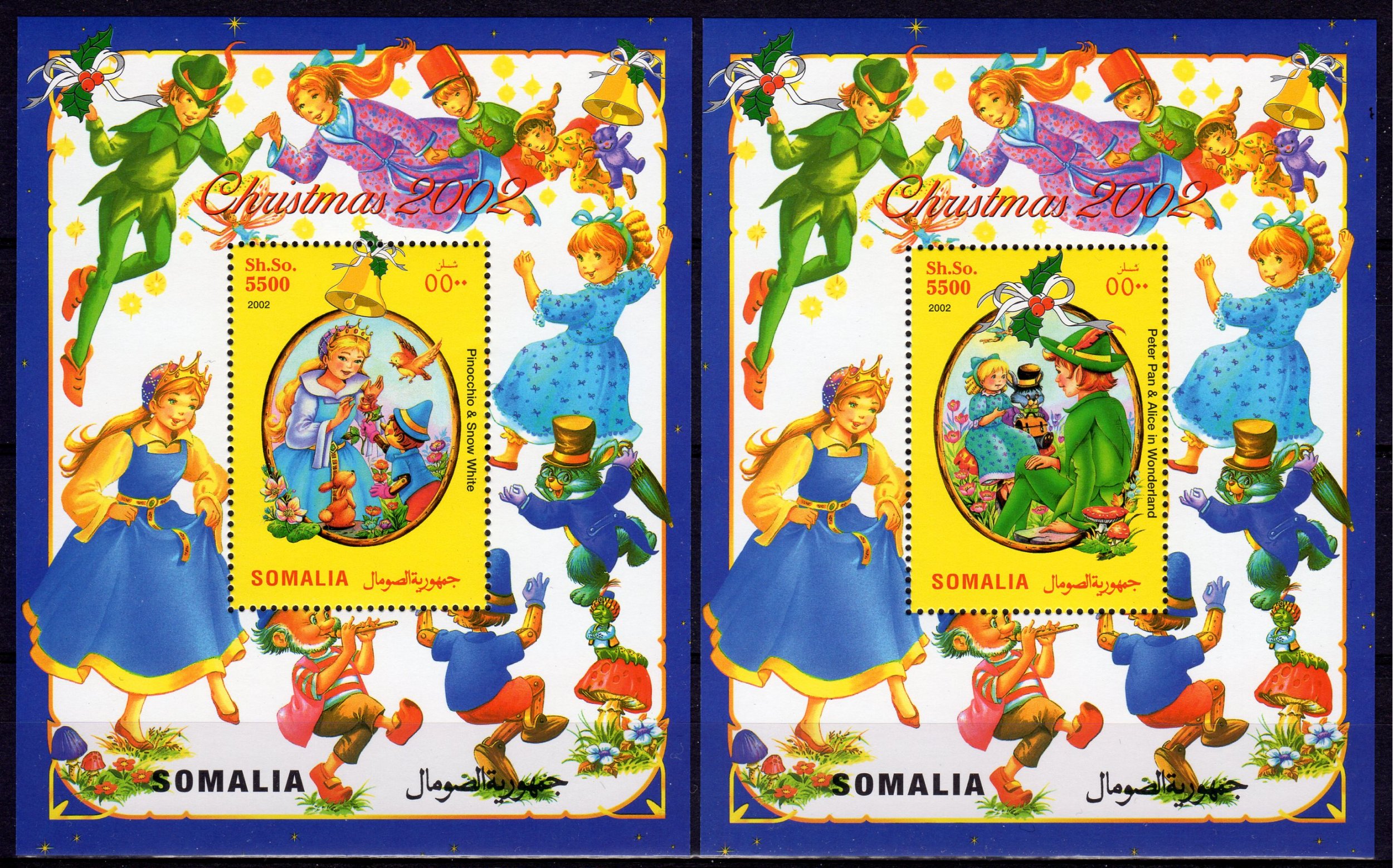 Somalia 2002 Pinocchio & Snow White-Peter Pan & Alicia-Disney ...