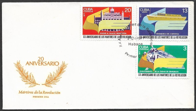 CUBA 1977 MARTYRS OF THE REVOLUTION Set Sc 2171-2172, C268 Cachet FDC U ...