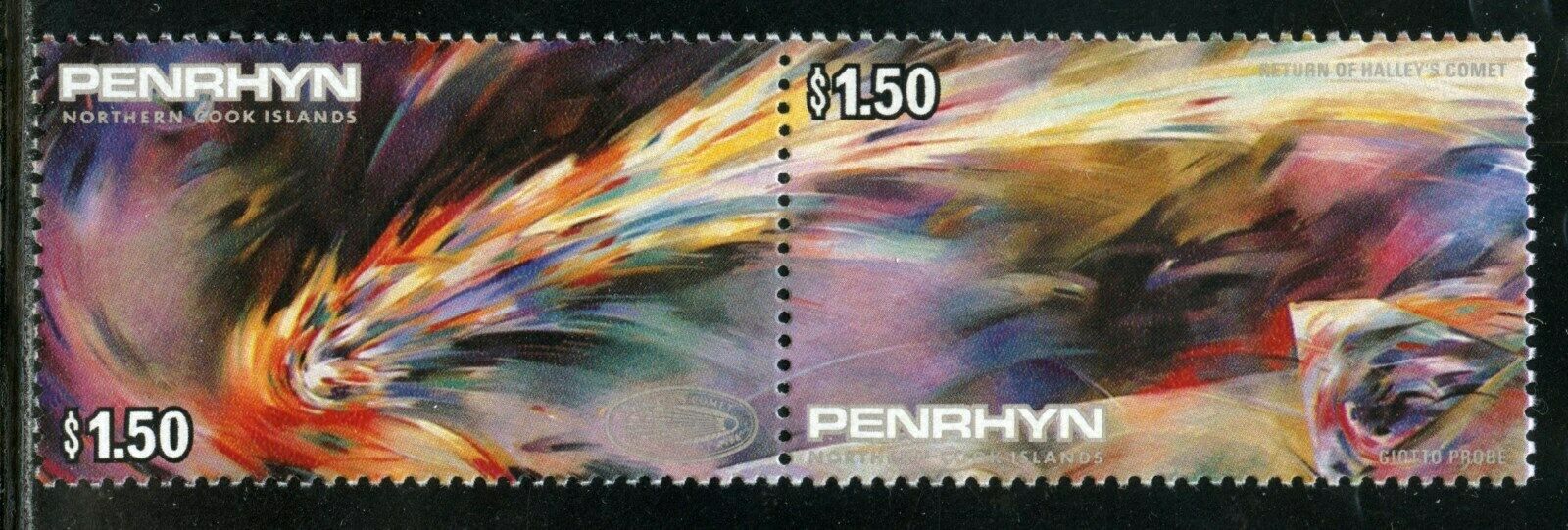 Penrhyn Island Halley'S Comet Strip of TWO With Motto Mint NH ...