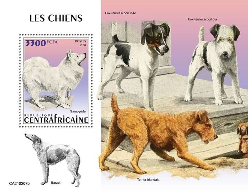 Central Africa - 2021 Samoyed Dog Breed - Stamp Souvenir Sheet ...