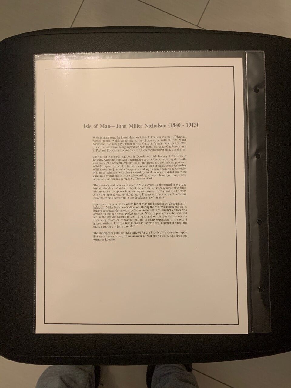 Isle of Man John Miller Nicholson 1840-1913 FDC panel big size, plastic ...