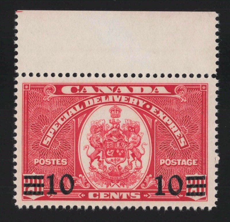 Canada Sc #E9 (1939) 10c on 20c Special Delivery Cutting Guideline Mint ...