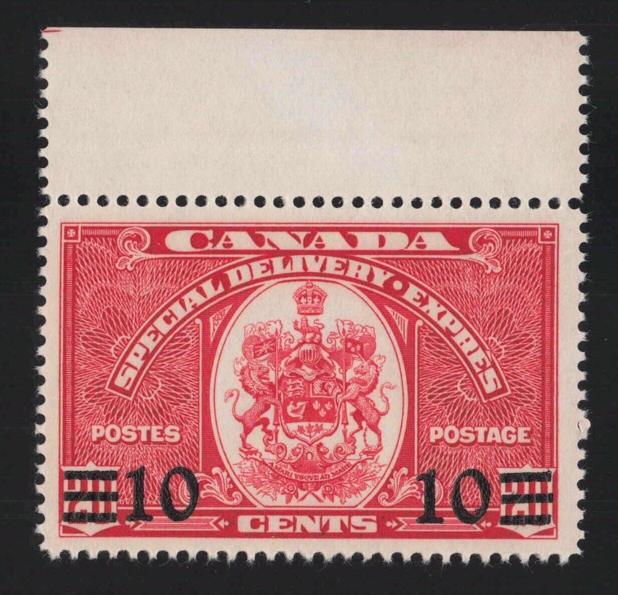 Canada Sc #E9 (1939) 10c on 20c Special Delivery Cutting Guideline Mint ...