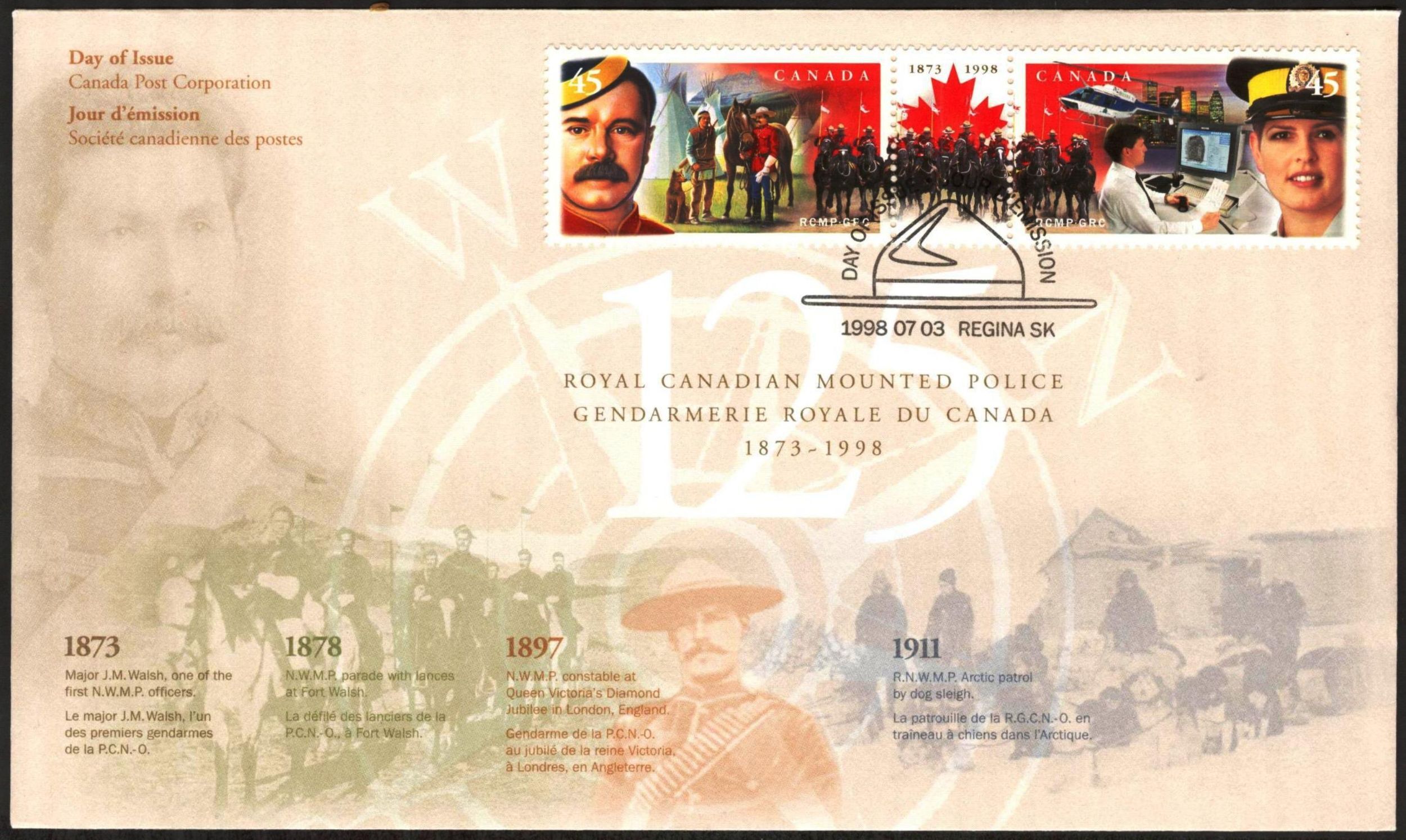Canada 1998 Royal Canadian Mounted Police Mi.1690/1 FDC | Canada ...